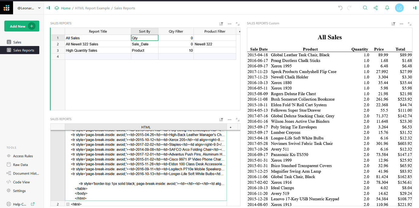 Basic HTML Reporting Template - Showcase - Grist Creators